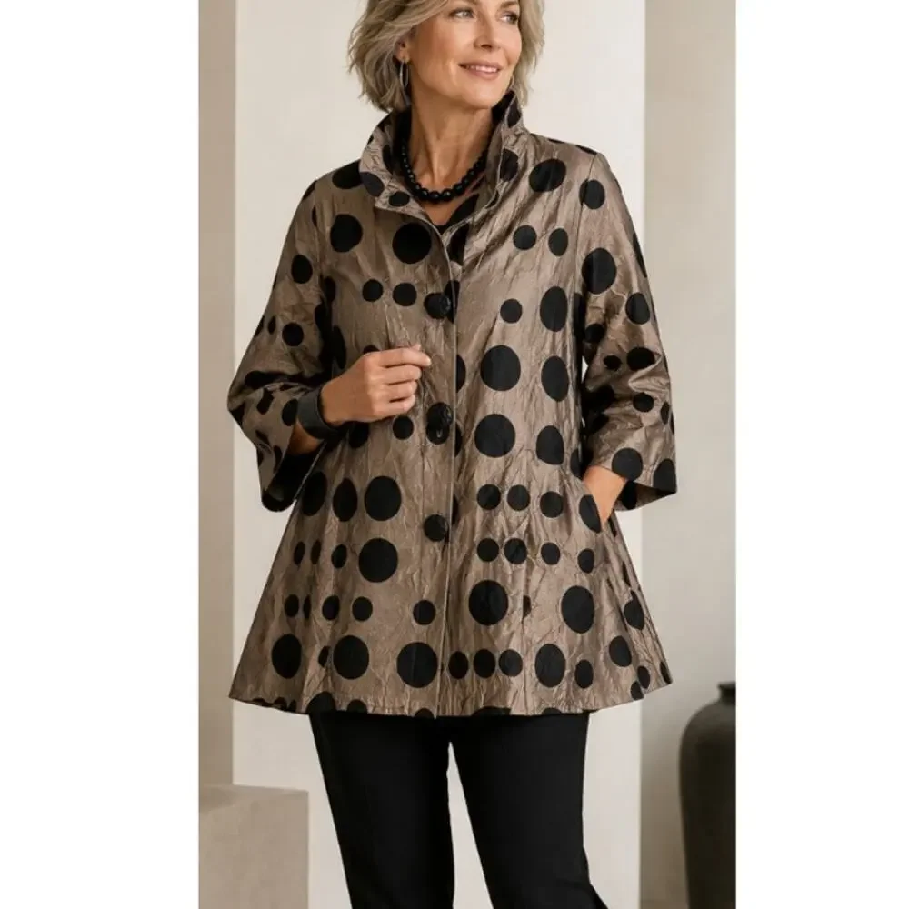 Yushi | Jackets & Coats | Yushi Usa Crinkle Polka Dot Swing Jacket ...